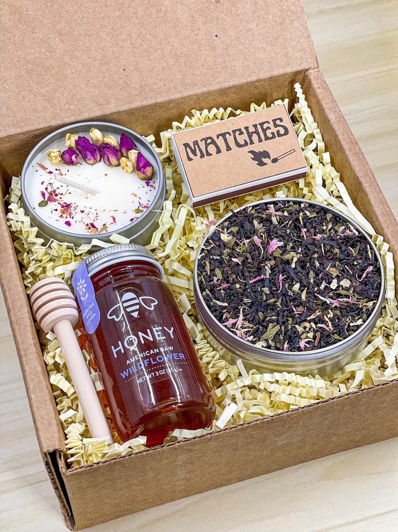 Organic Herbal Tea Set With Honey and Candle Thinking of You - Etsy