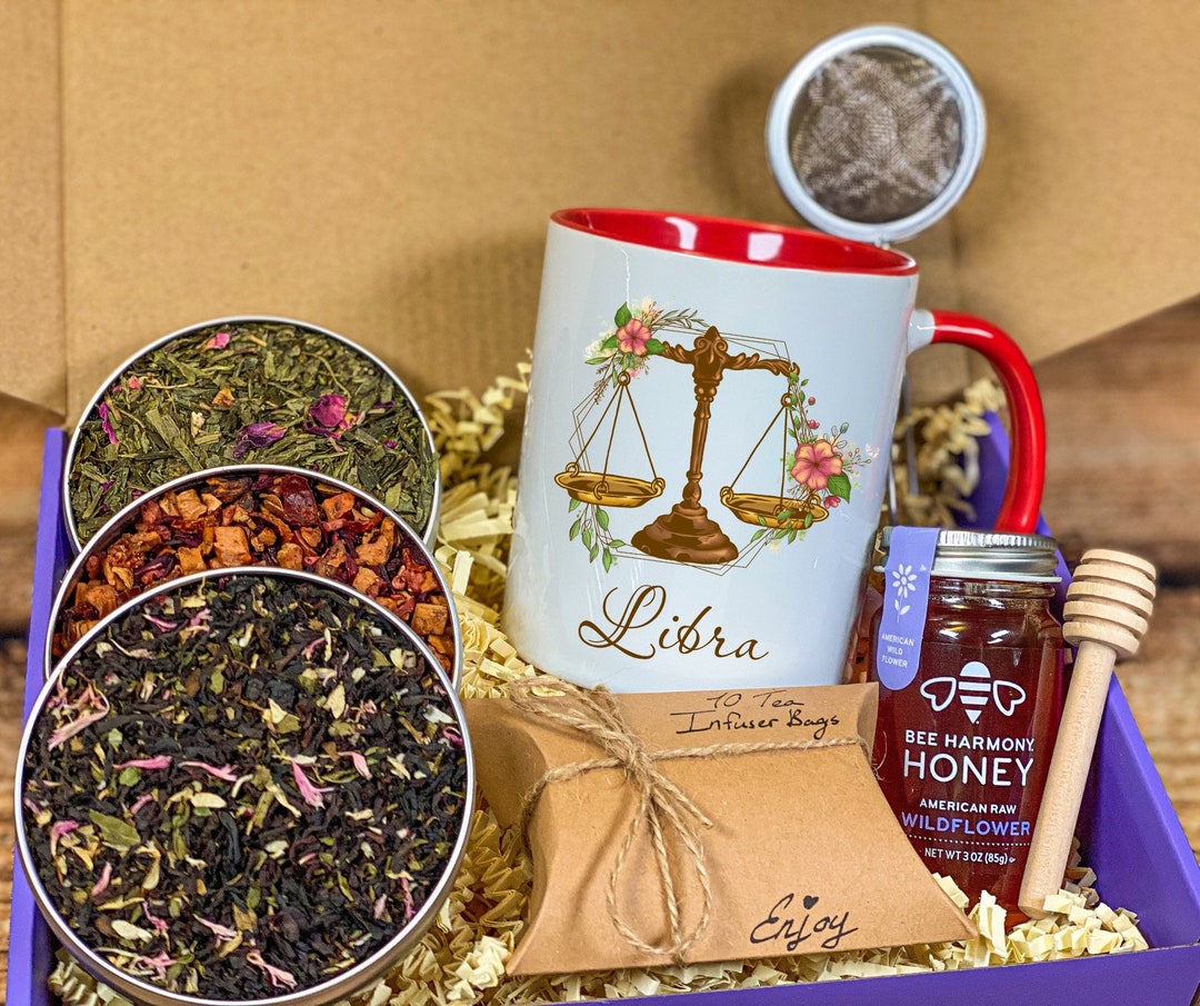Deluxe Libra Gift Box for Birthday With Organic Tea and Honey, Libra ...