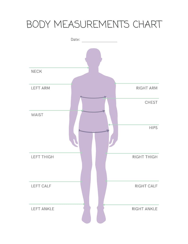 Body Measurement Tracker Printable, PDF File - Etsy