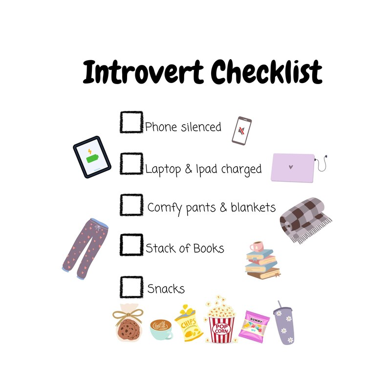 Introvert Checklist Design PNG Digital Download File NOT a Physical ...