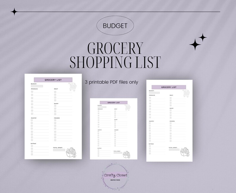 Grocery List Printable Template, Grocery Planner, Food Shopping List, 3 ...