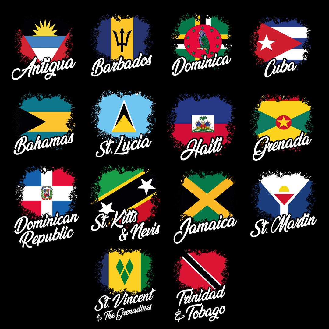 Caribbean Flags, West Indian Countries, Splash Effect, PNG Files ...