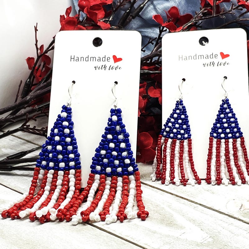 Beaded Flag Earrings - Etsy