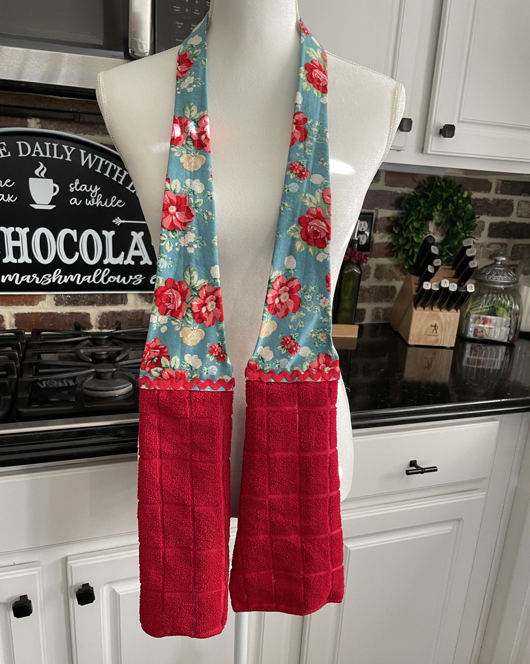 Kitchen Towel Boa, Kitchen Towel Scarf, Floral Kitchen Neck Towel ...