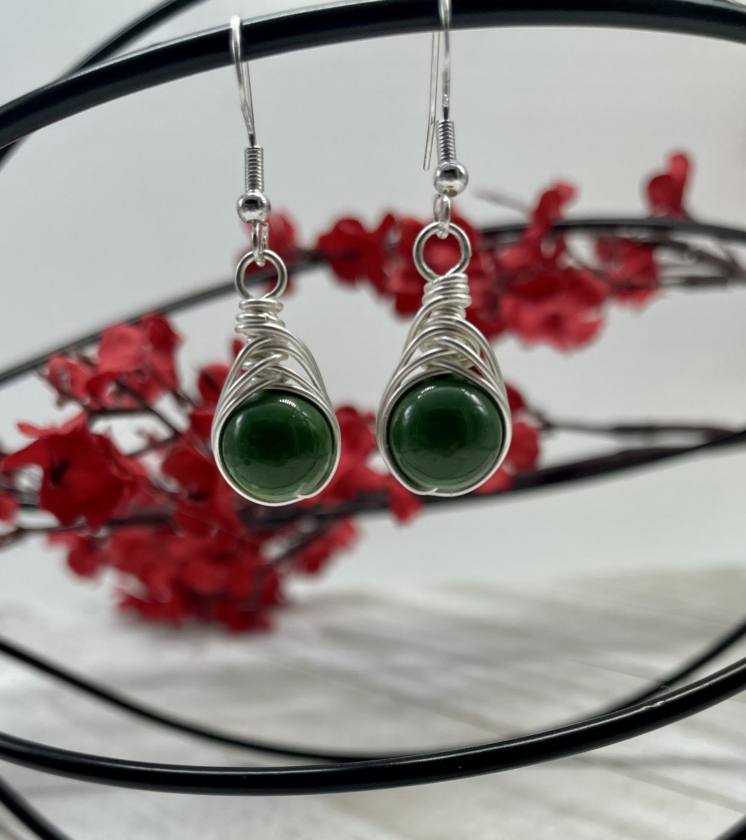 Herringbone Earrings, Green Herringbone Earrings, Lightweight ...