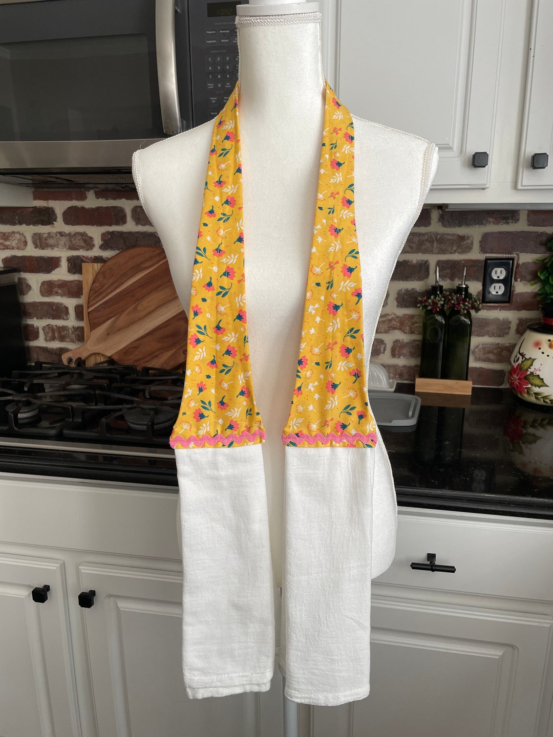 Towel Boa, Kitchen Towel Boa, Kitchen Scarf, Yellow Spring Floral Towel ...