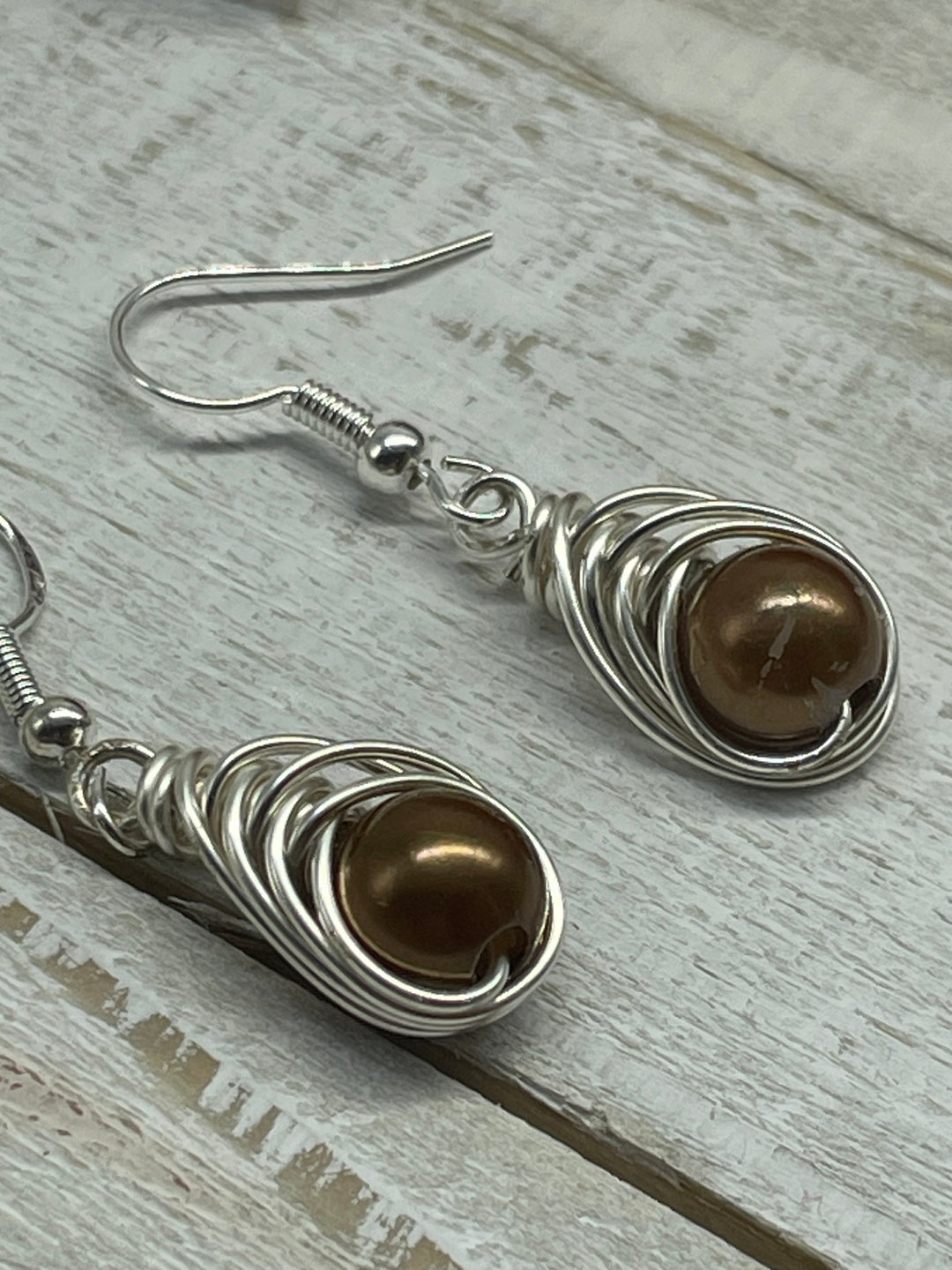 Herringbone Earrings, Brown Herringbone Earrings, Lightweight ...