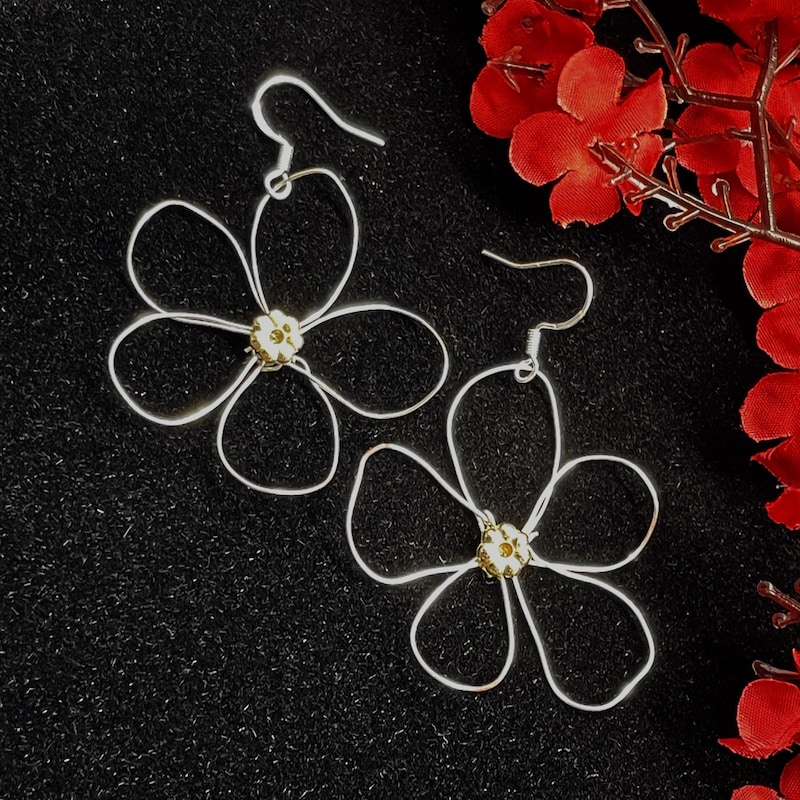 Wire Flower Earrings - Etsy