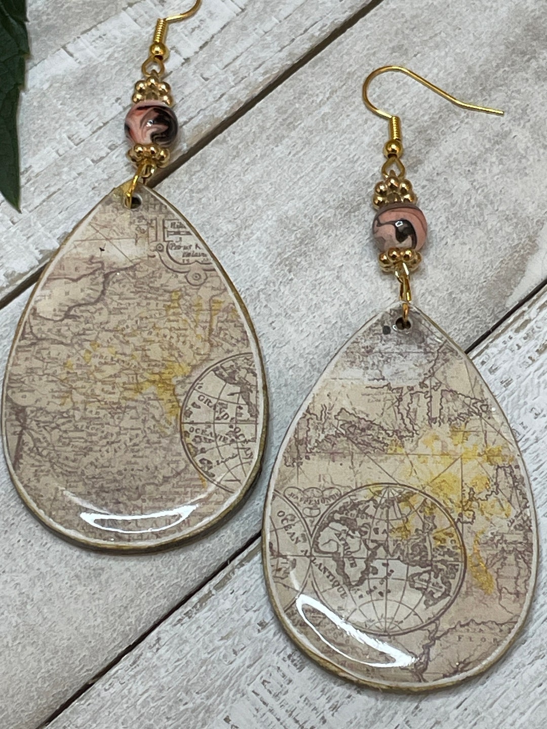 Handmade Vintage World Map Earrings Map Earrings Map Dangle - Etsy