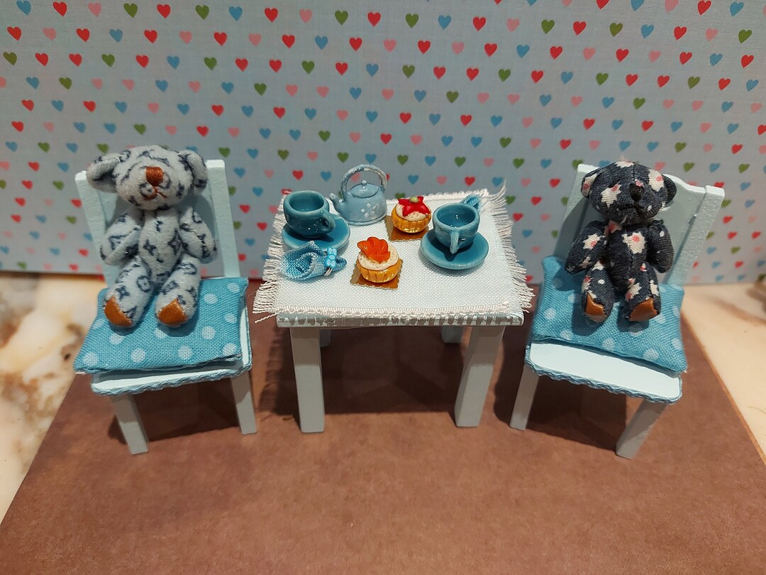 Dollhouse Playroom/miniature Table Set With Chairs, Scale 1:12 - Etsy