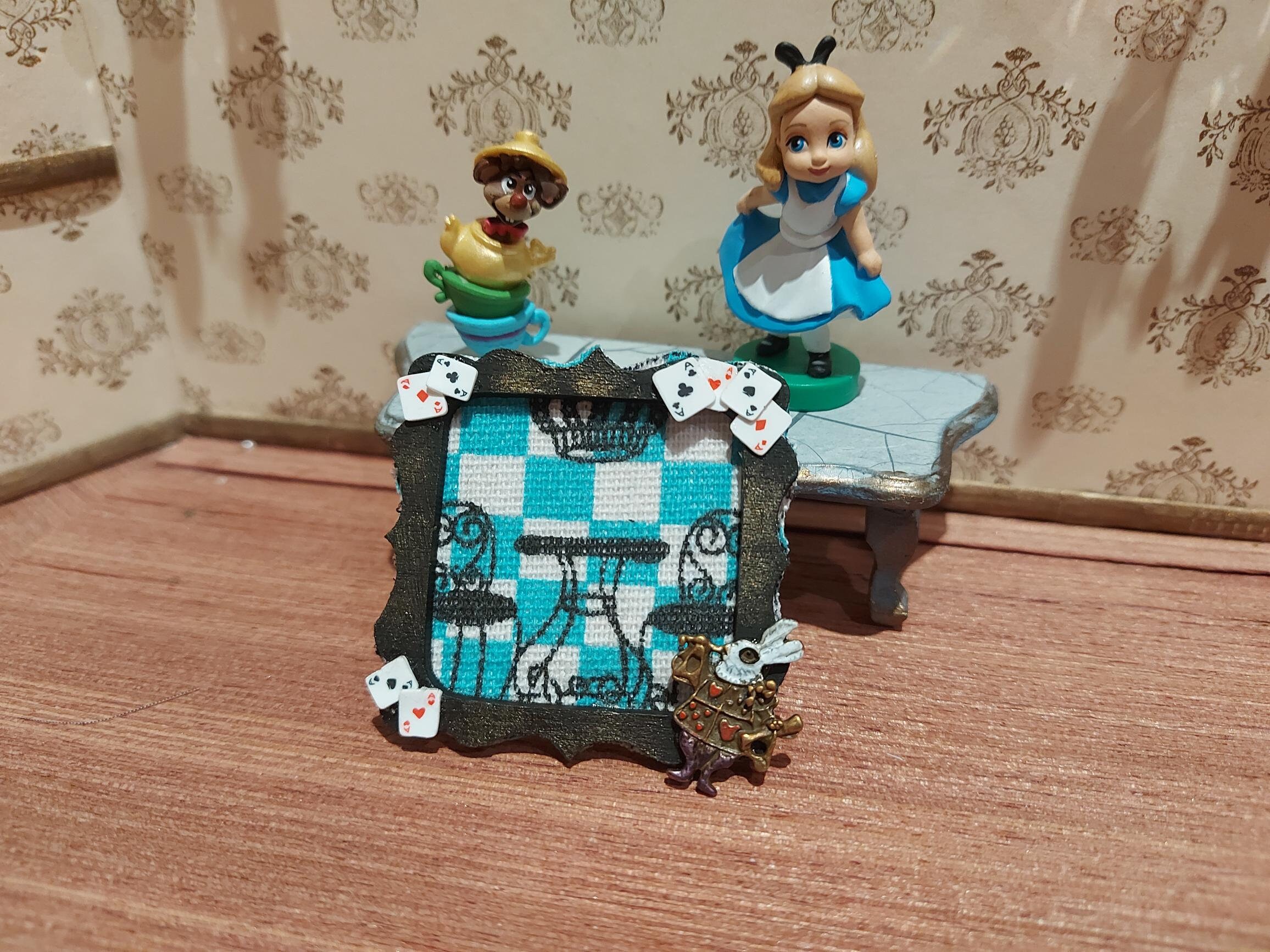 Dollhouse Alice in Wonderland, Miniature Framed Picture "tea Party ...