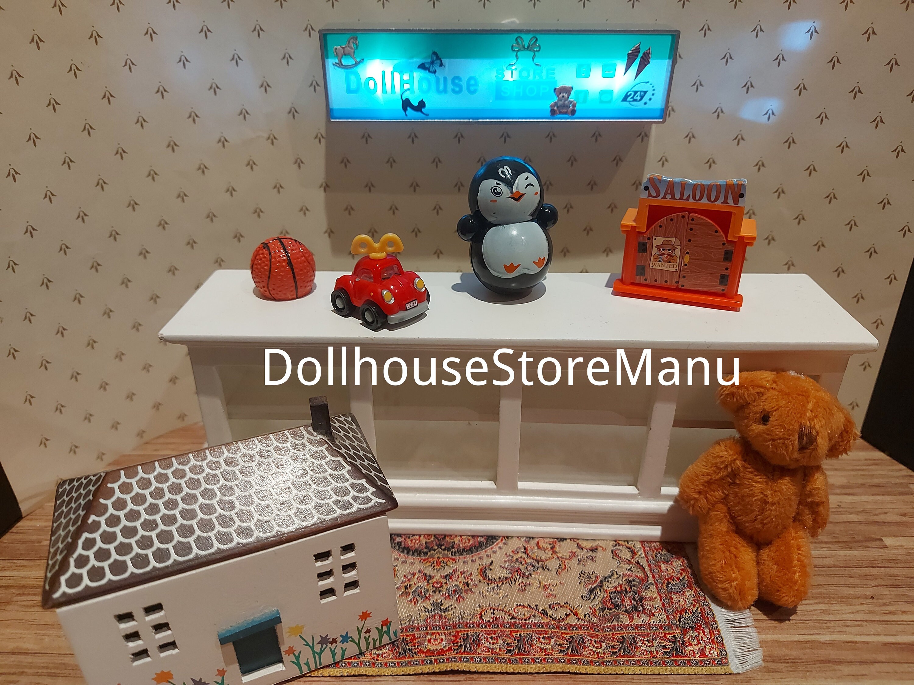 Dollhouse Lighted Sign Board, Miniature Hanging Sign for Toys Store ...