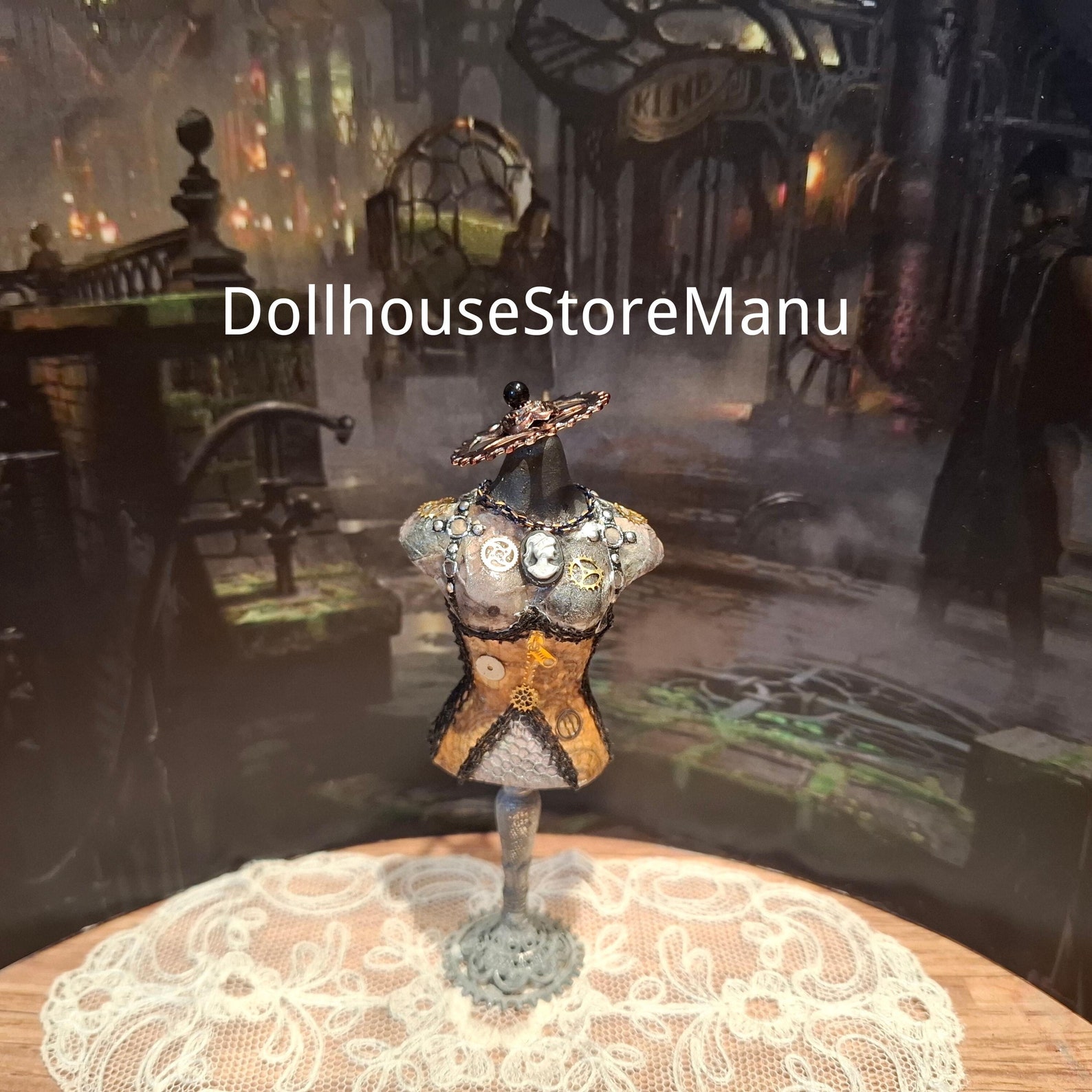 Dollhouse Steampunk Dressed Mannequin, Miniature Dummy With Clock Gears ...