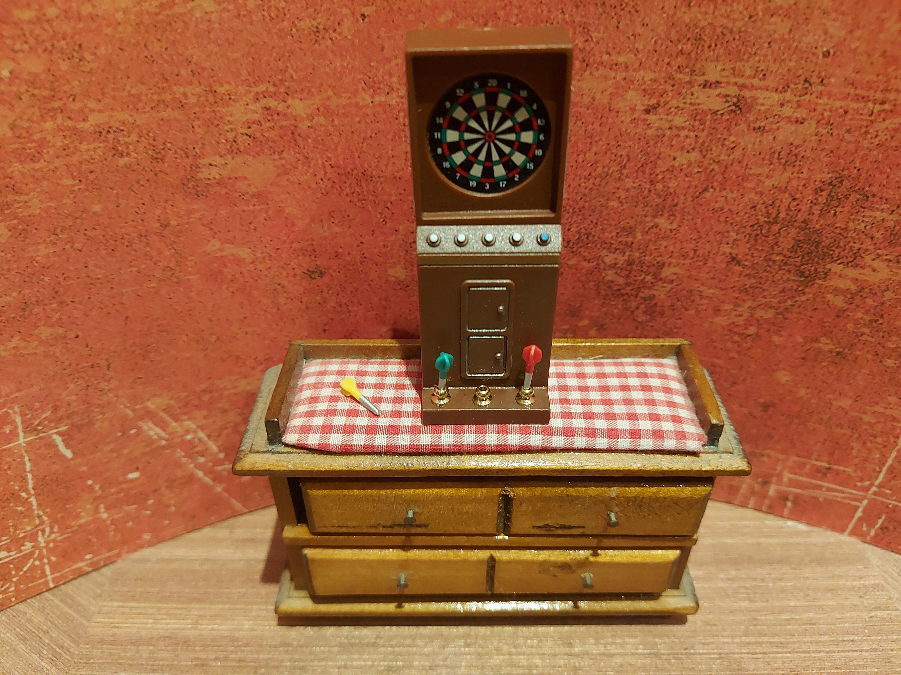 Dollhouse Dartboard With Darts, Miniature Cabinet With Darts Game, 1:12 ...