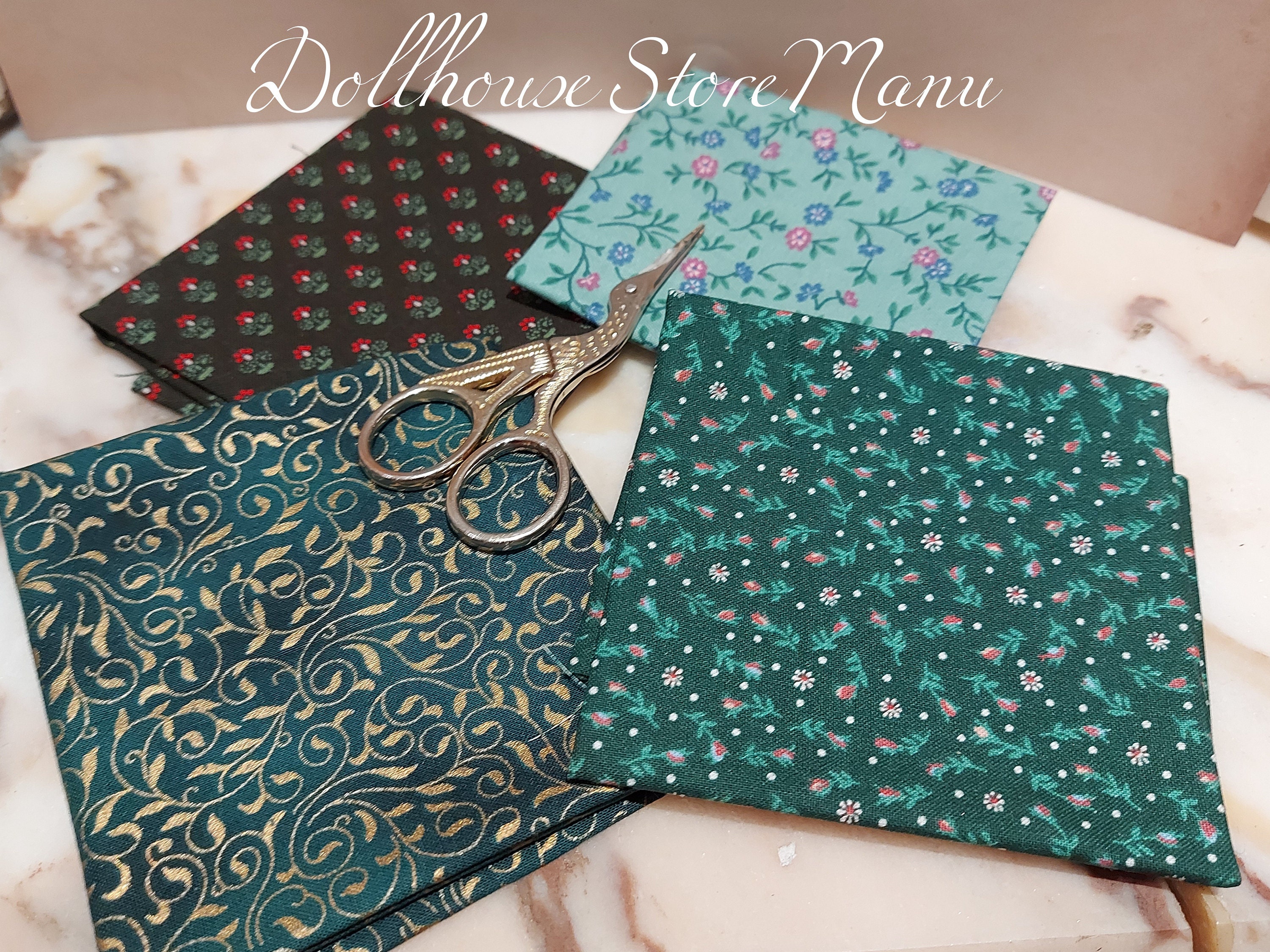 Dollhouse Fabric Print, Miniature Fabric Pillows/chair/bed, 1:12 Scale ...