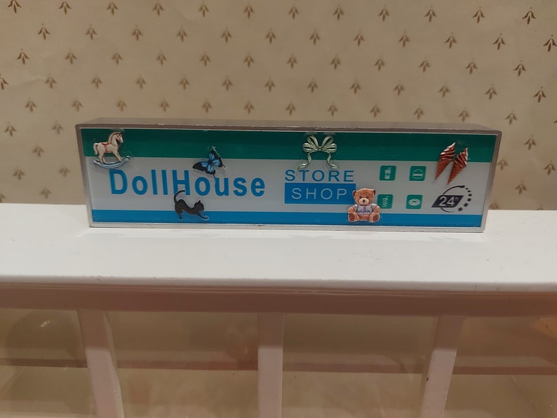 Dollhouse Lighted Sign Board, Miniature Hanging Sign for Toys Store ...