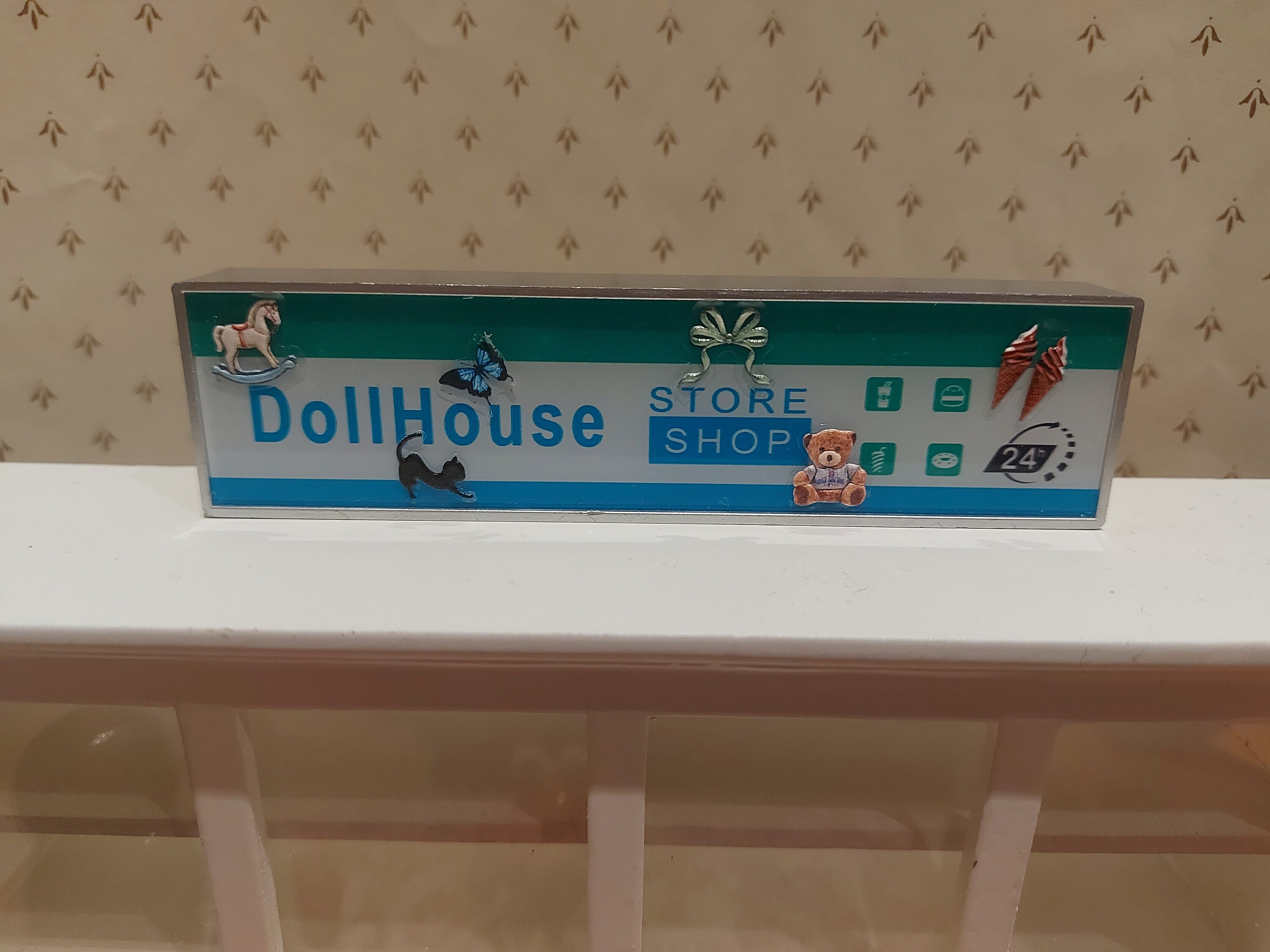 Dollhouse Lighted Sign Board, Miniature Hanging Sign for Toys Store ...