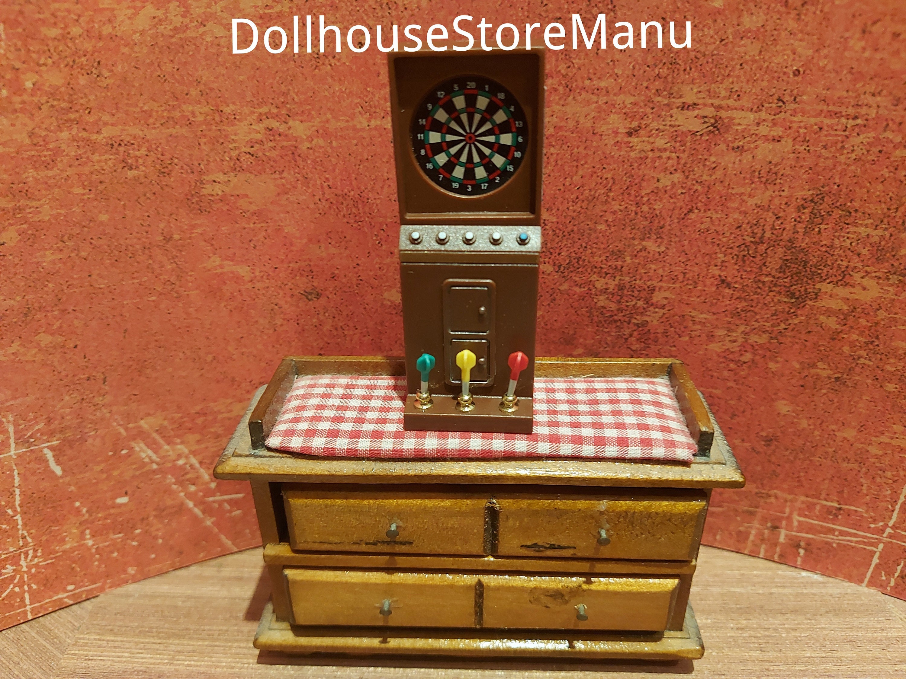 Dollhouse Dartboard With Darts, Miniature Cabinet With Darts Game, 1:12 ...
