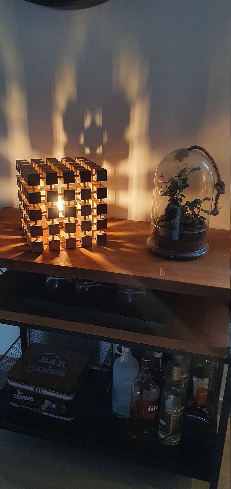 Lampe cube artisanale en chêne massif modèle XL - Etsy France