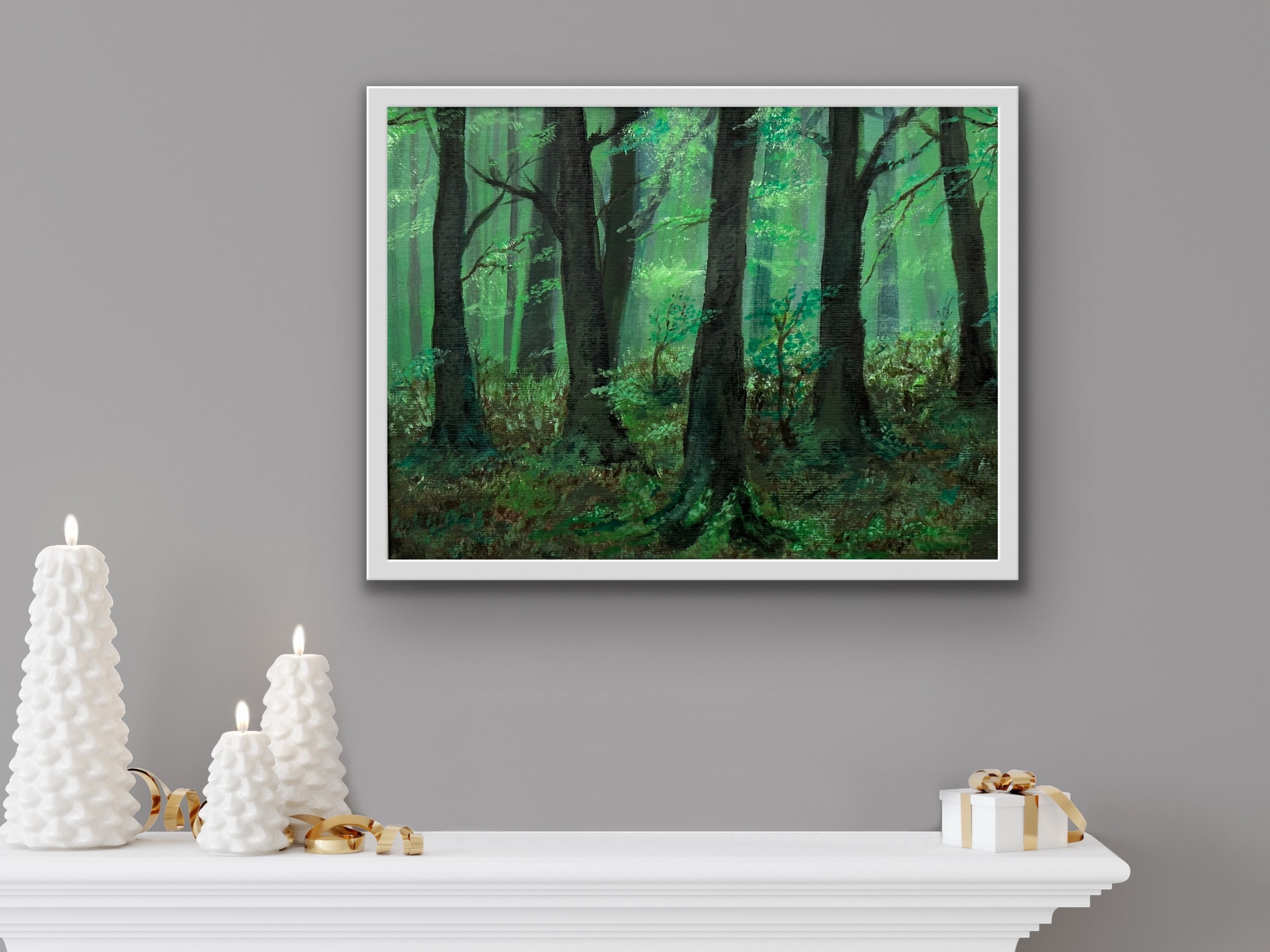 Framed Forest Painting: Original Handmade Nature Art (9x12) - Etsy