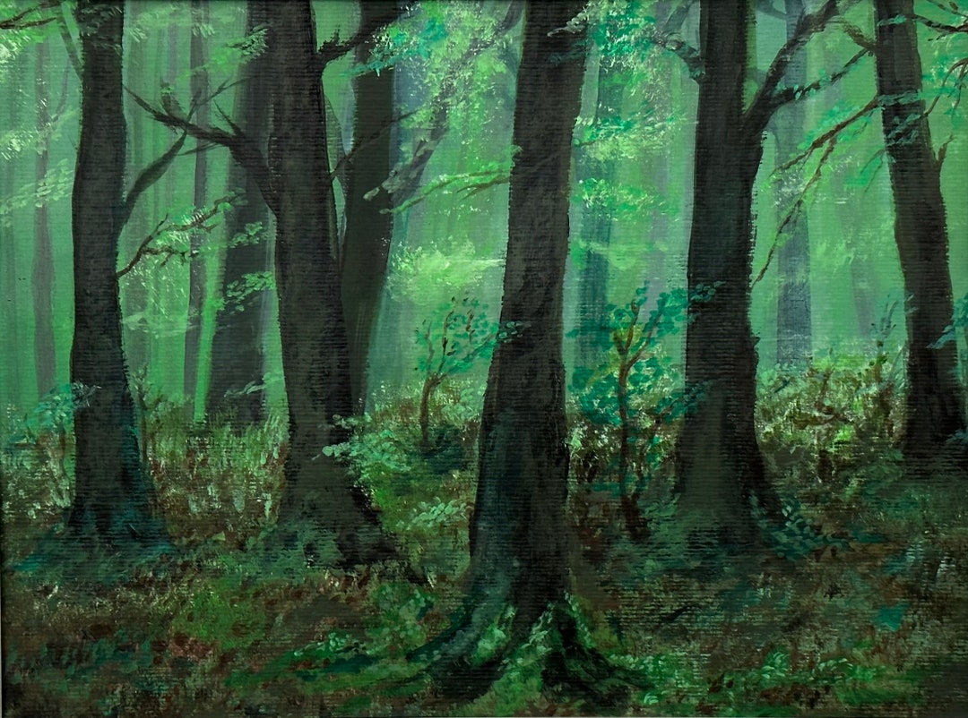 Framed Forest Painting: Original Handmade Nature Art (9x12) - Etsy