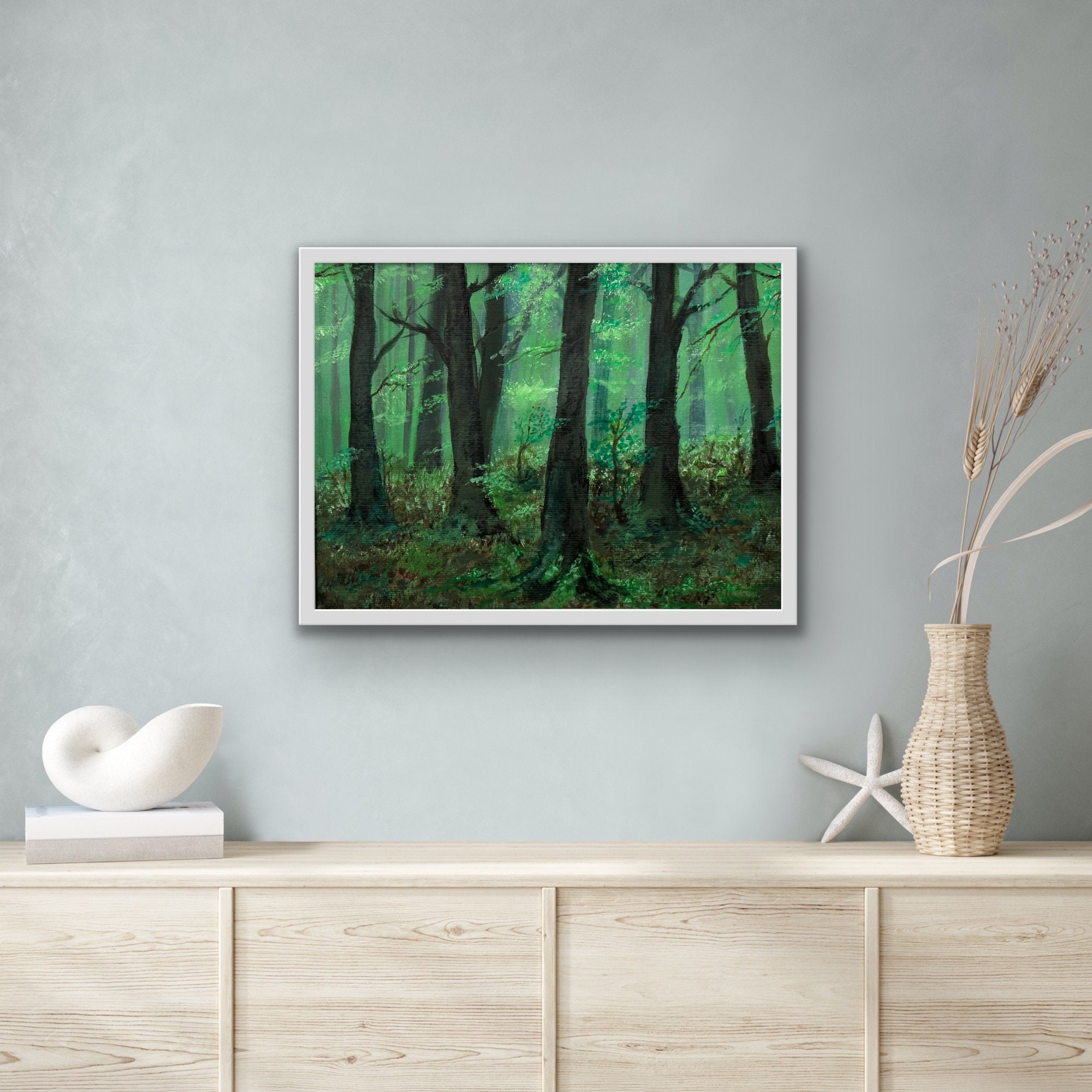 Framed Forest Painting: Original Handmade Nature Art (9x12) - Etsy
