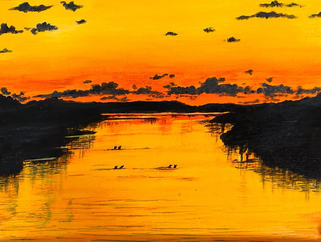 Wall Art, Wall Decor, Sunset Painting, Paintings, Original, Handmade ...