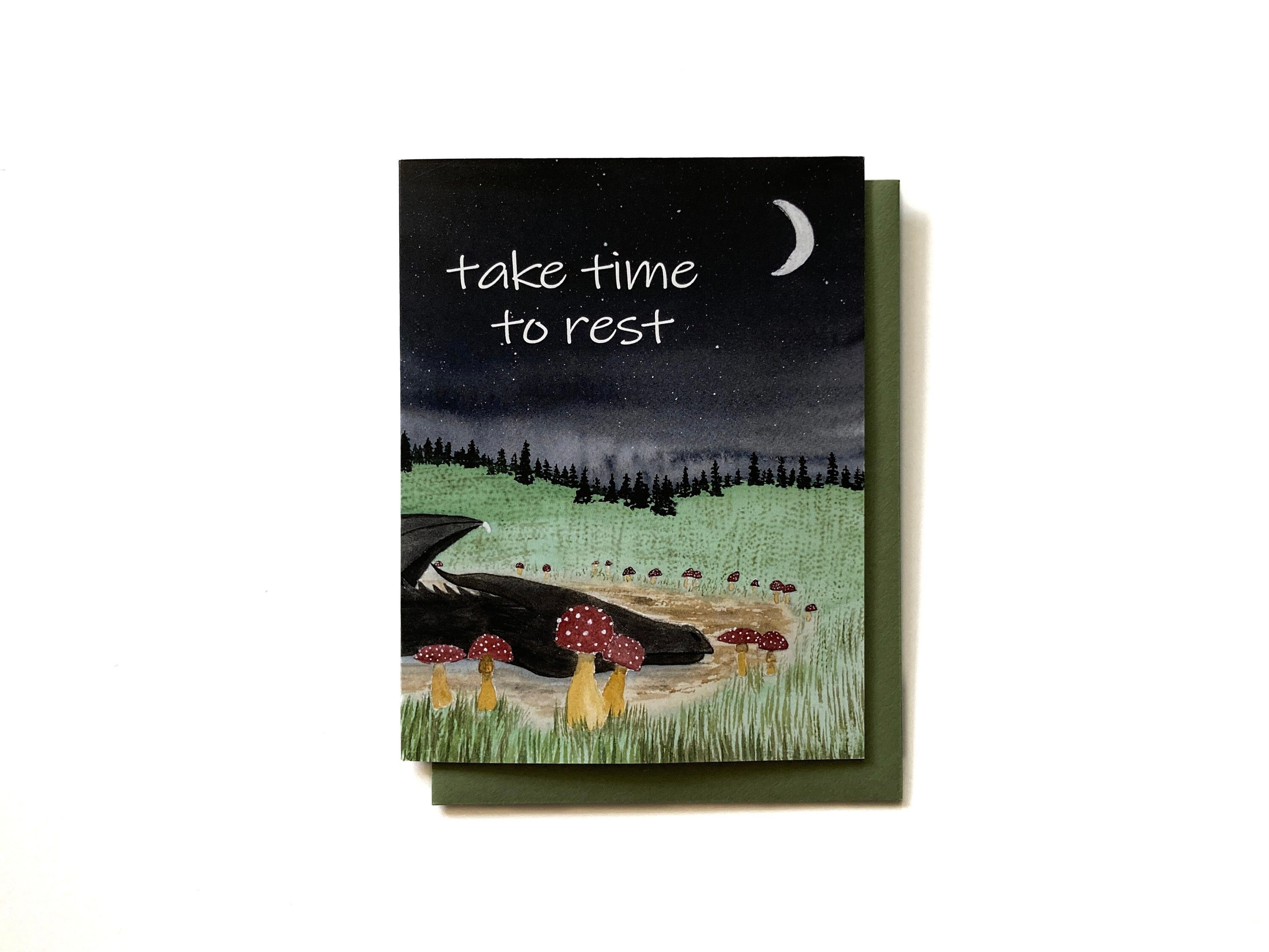Take Time to Rest Card Watercolor Dragon Card Nontraditional - Etsy