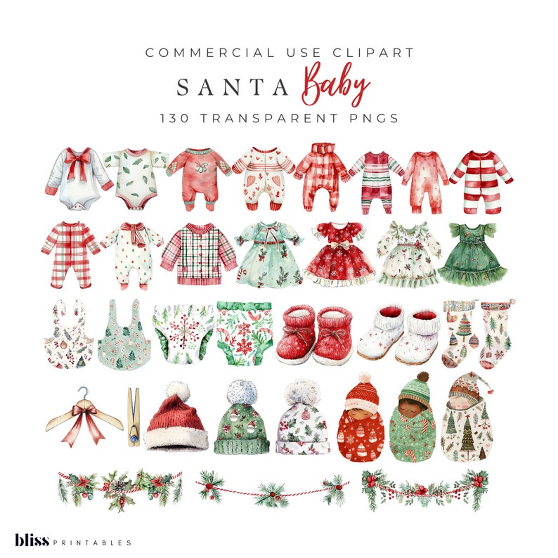 Santa Baby Christmas Clipart: Nursery Decor PNG (digital Download) - Etsy