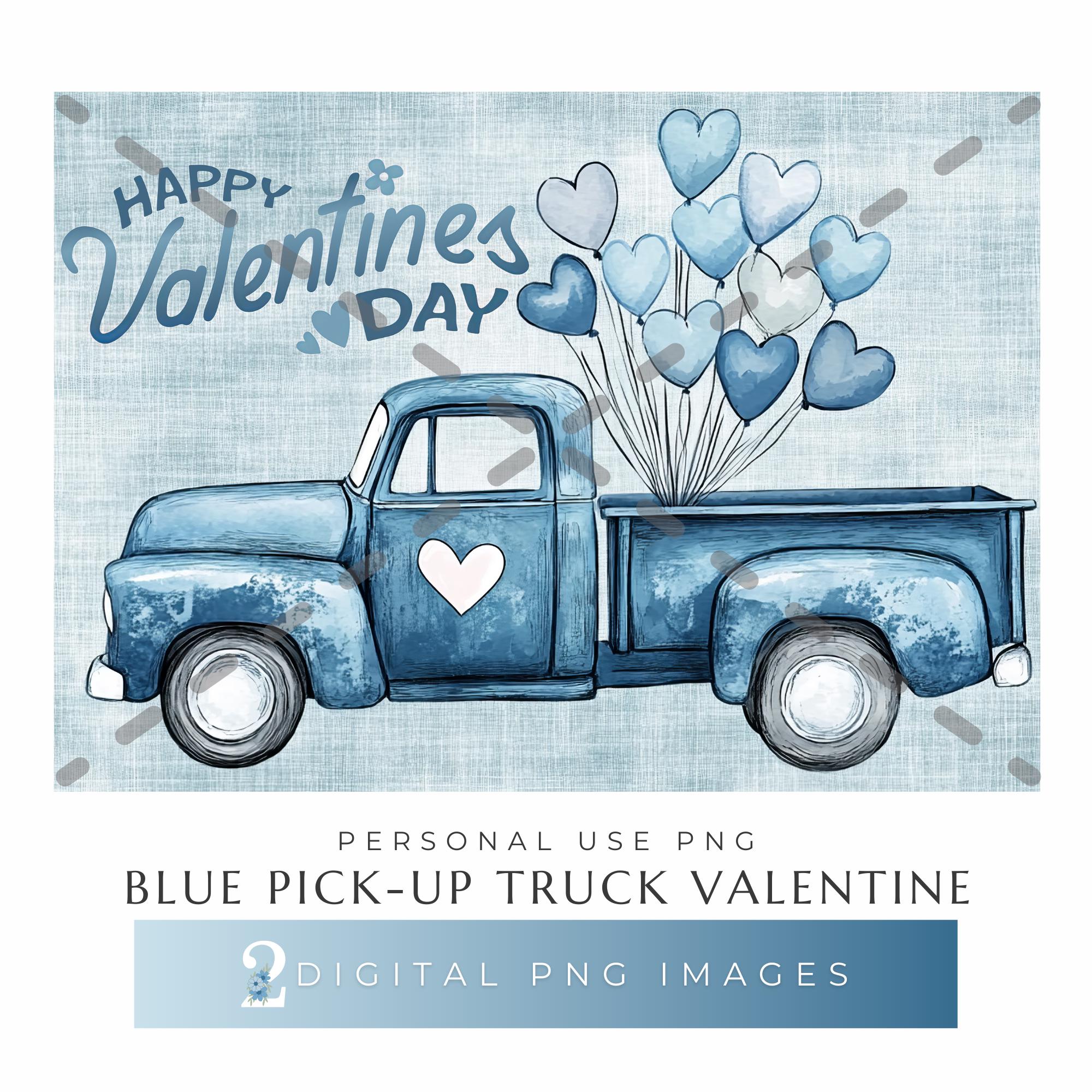 Valentine’s Day Blue Truck With Balloons | PNG, Pickup Trucks, Crafting ...