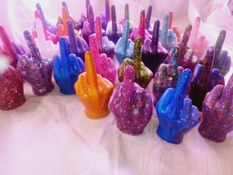 Mystery Color Middle Finger Gesture Ring Holder Statue Fuck You off Gag ...