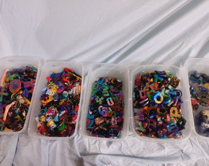 Bulk Lot Wholesale Resin Epoxy Keychains Charms Numbers Letters Over 14 ...