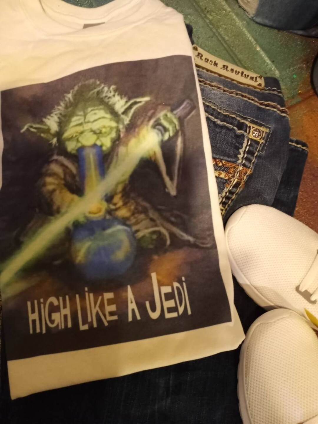 Funny High Like a Jedi Weed 420 Marijuana Star Wars Baby Yoda Tshirt ...