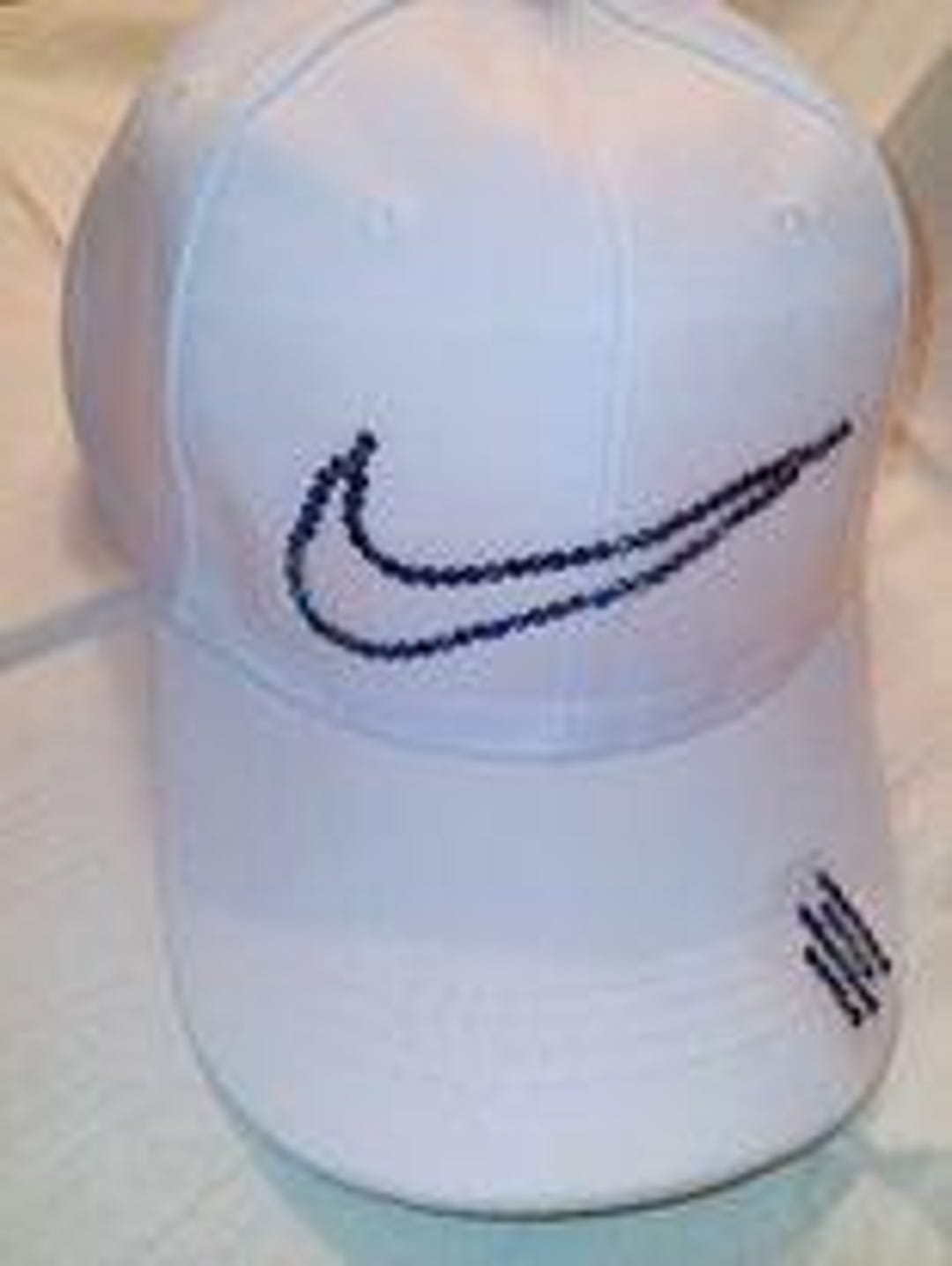 Swoosh Checkmark Rhinestone Custom Made by Hand White Ballcap Hat Cap ...