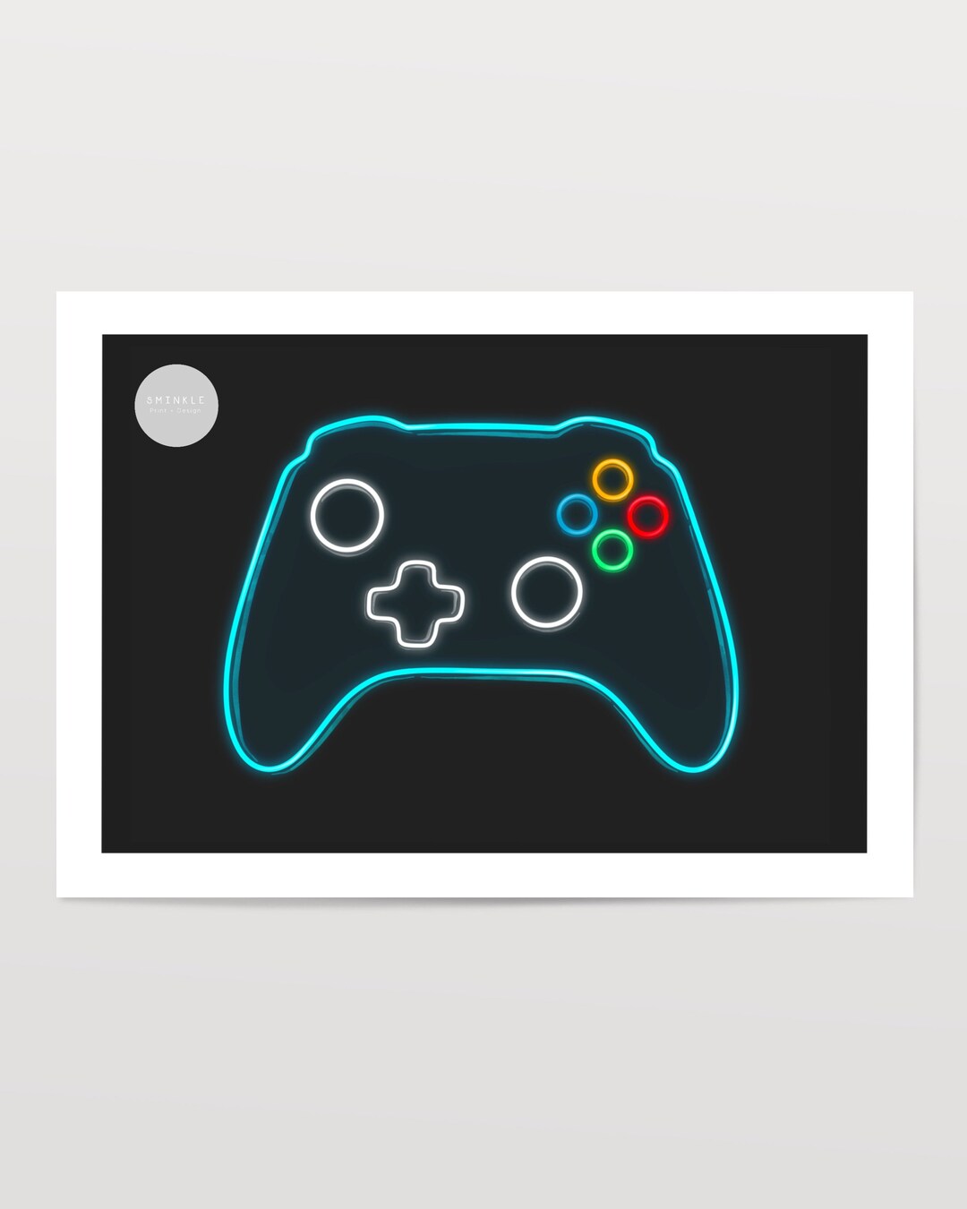 Neon Video Game Controller Print Room Decor Kids - Etsy