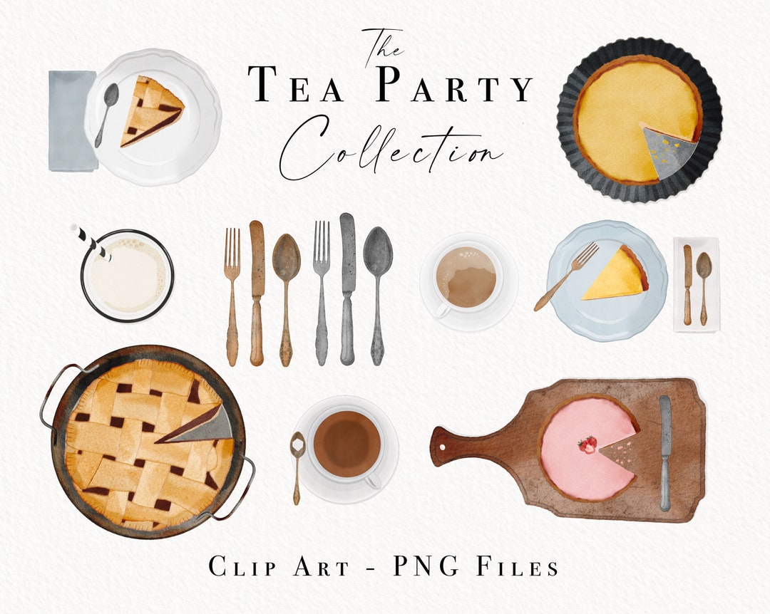 Watercolour Tea Party Clip Art - Tea Party Download- Instant Download ...