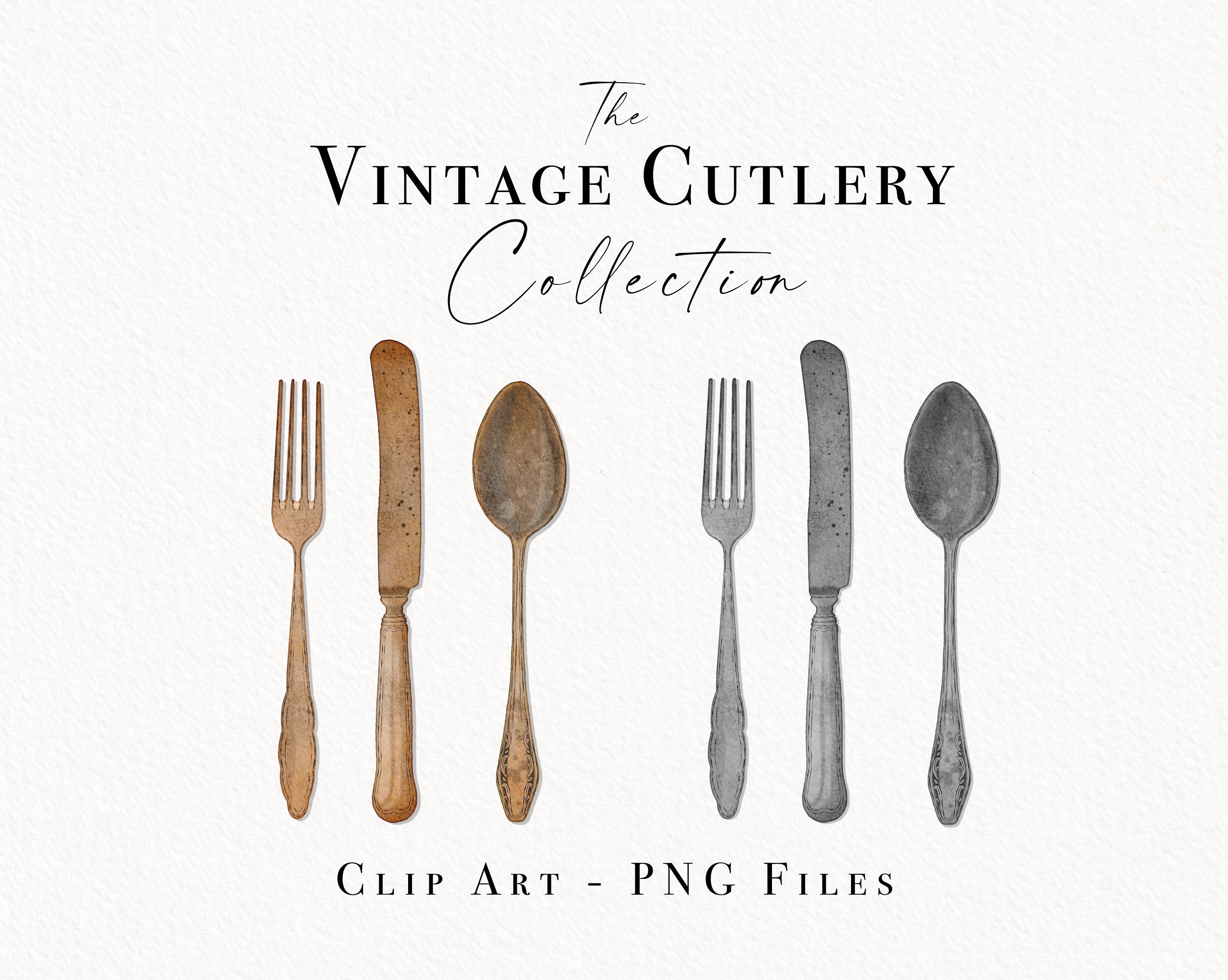 Vintage Silverware Clip Art