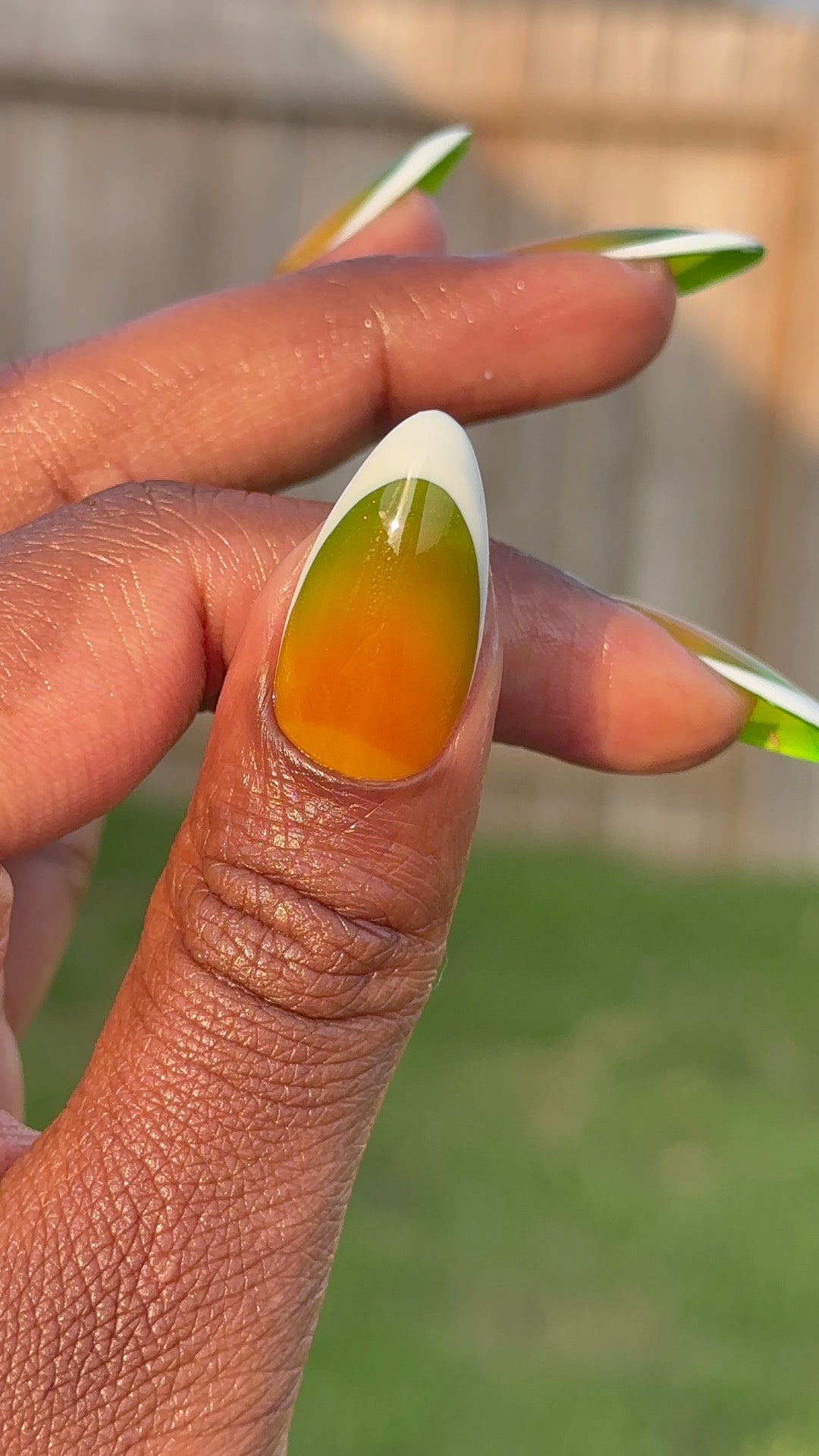 Mango Nails With White French Tip | Press on Nails - Etsy