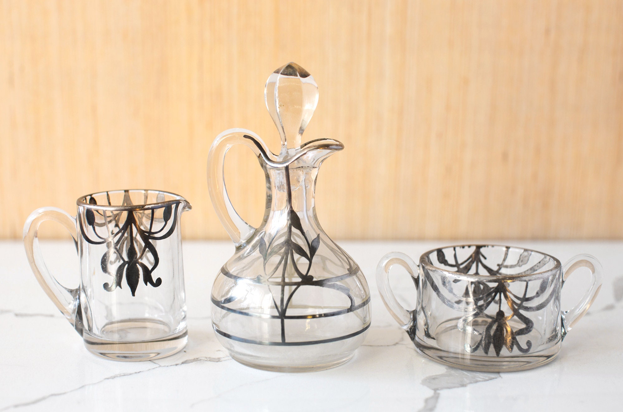 Cream Sugar Decanter Set / Art Deco / 1920's / Glass W | Etsy