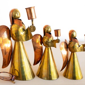 Brass + Copper Angel Candleholders / Vintage Angel Candleholders ...