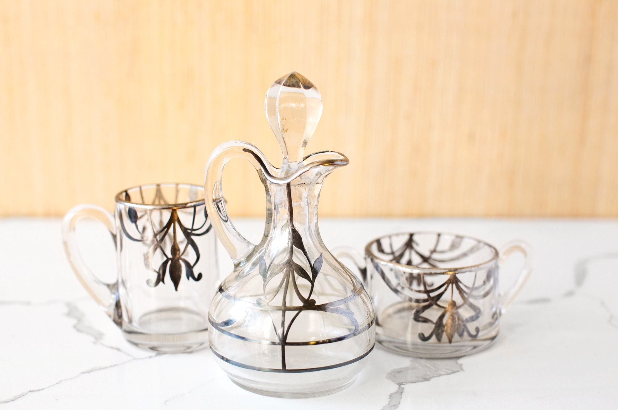 Cream Sugar Decanter Set / Art Deco / 1920's / Glass W | Etsy