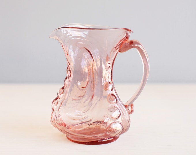 Unique Vintage Pink Bubble Glass Pitcher / Mid Century Collectable ...