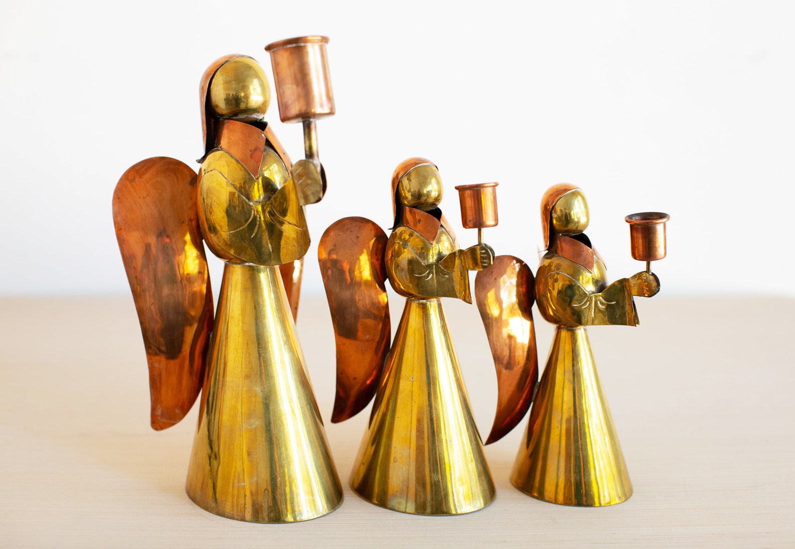 Brass + Copper Angel Candleholders / Vintage Angel Candleholders ...