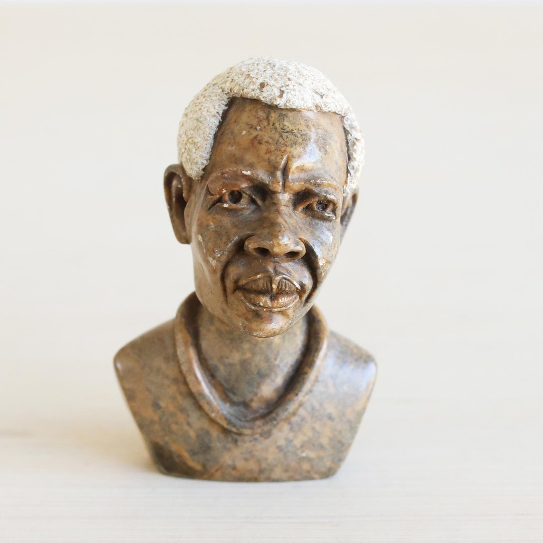 Vintage Shona Male Bust Handmade in Zimbabwe / Signed Leonard Mpatila ...