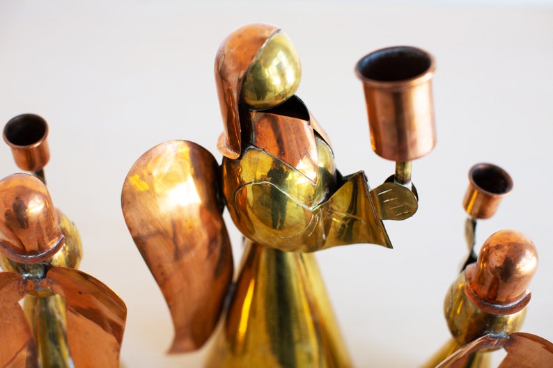Brass + Copper Angel Candleholders / Vintage Angel Candleholders ...