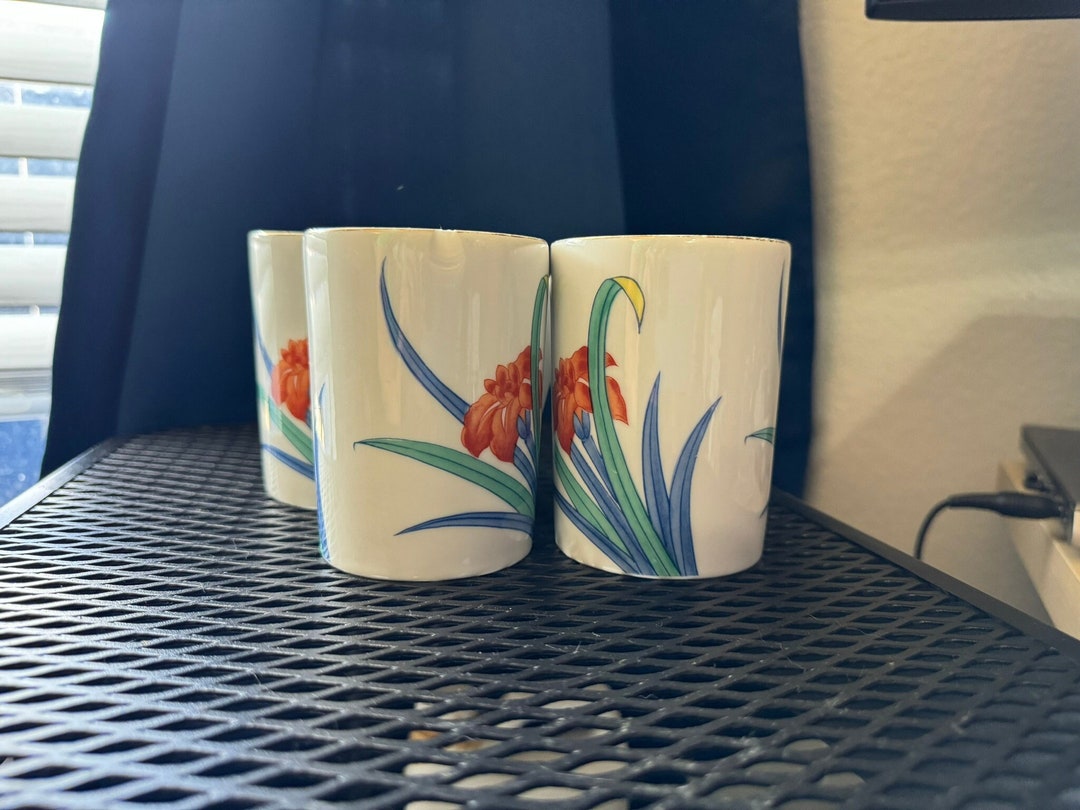Red and Blue Floral Mug Set | Decorative Tea Cups (set of 3) - Etsy