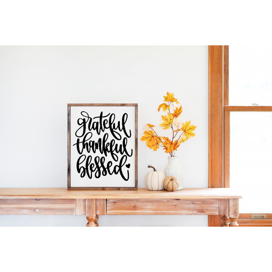 Grateful Thankful Blessed Farmhouse Sign - Etsy