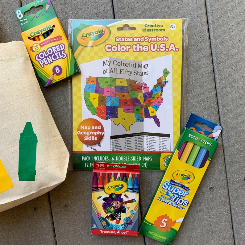 Custom Canvas Tote Color Your USA Map Crayola Crayon Marker - Etsy México