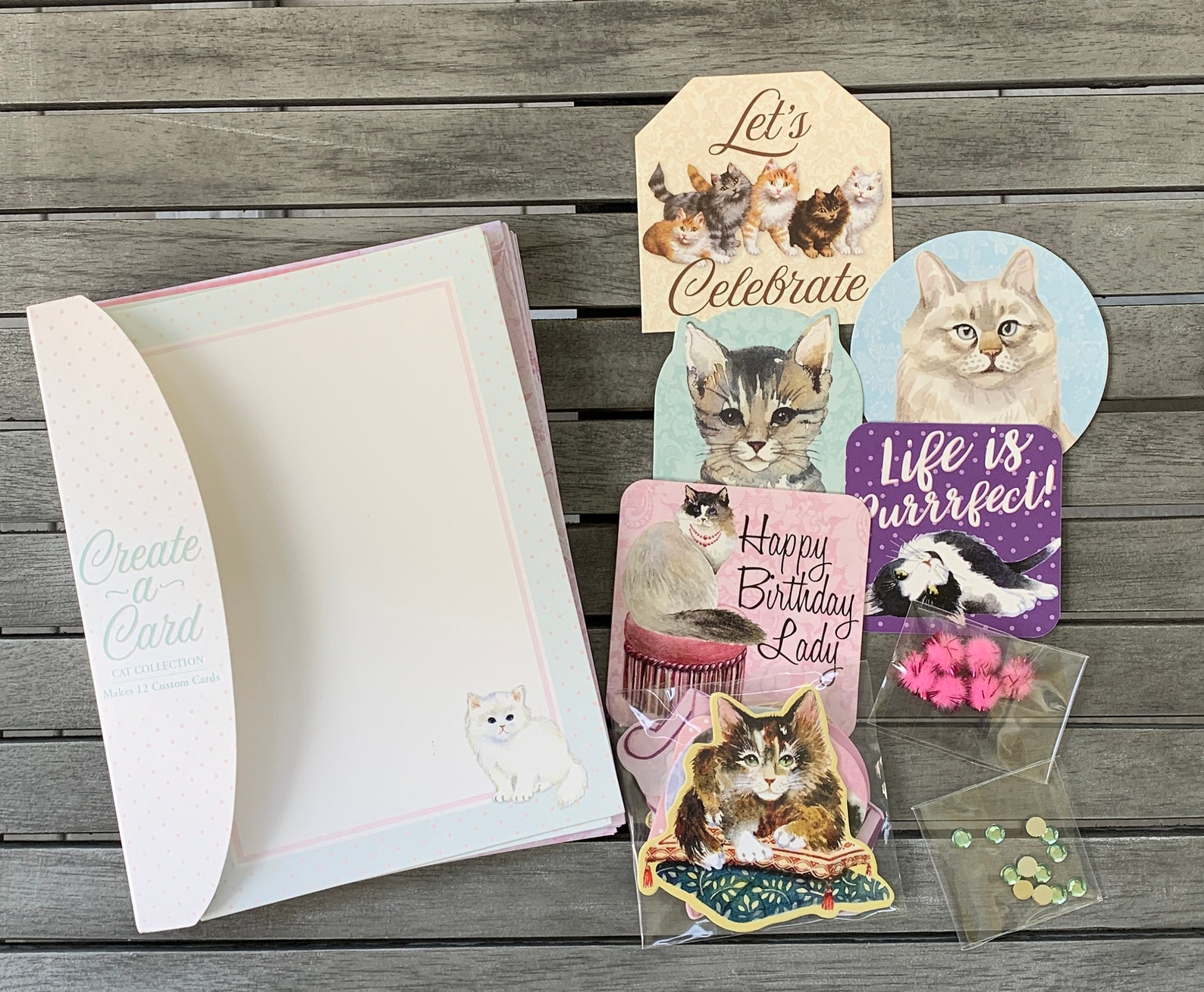 Birthday Cats Card Making Kit Create Custom Greeting Cards - Etsy