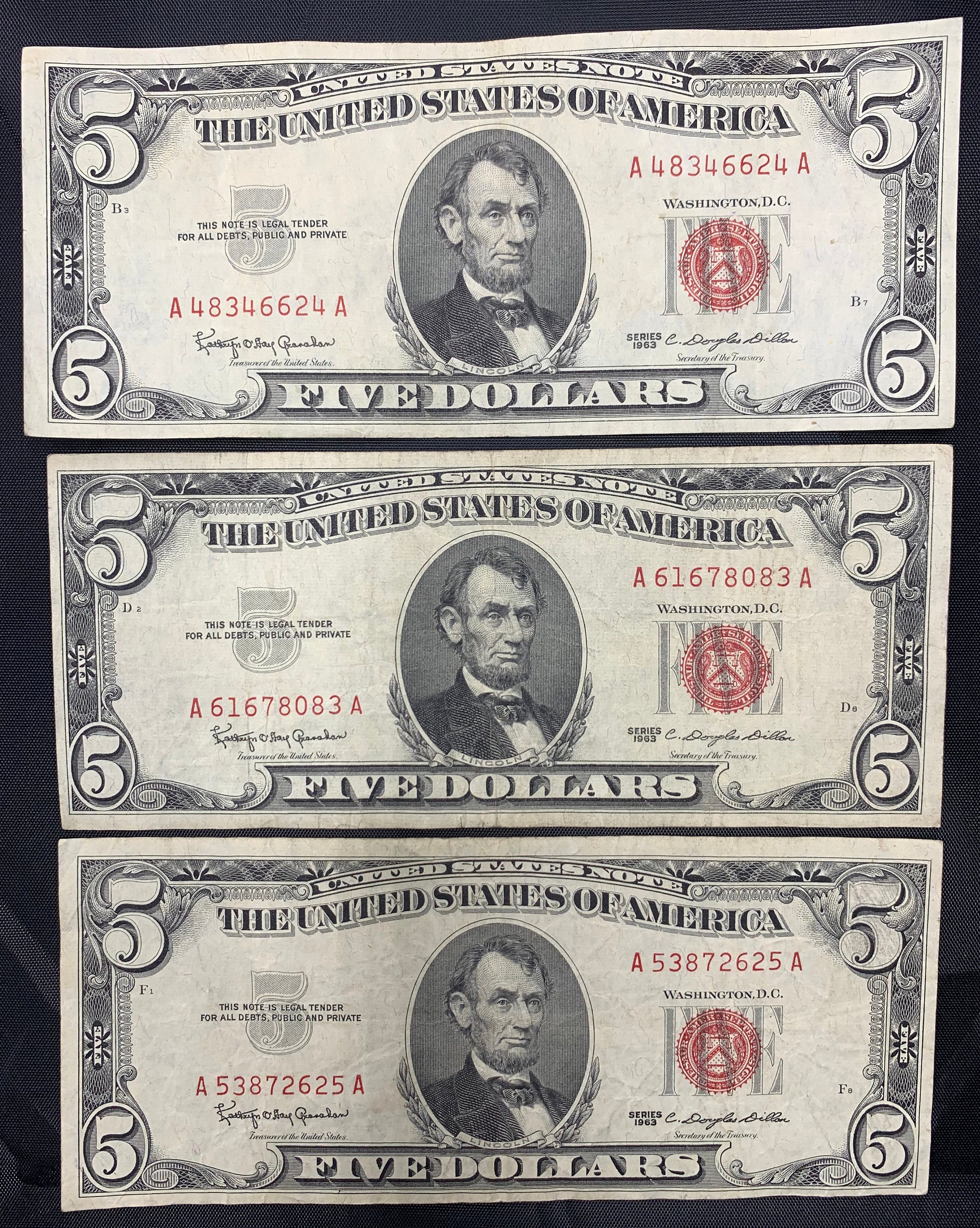 5 Dollar Red Seal 1953 1963 5 Dollar Note Legal FIVE Bill Lot - Etsy Canada